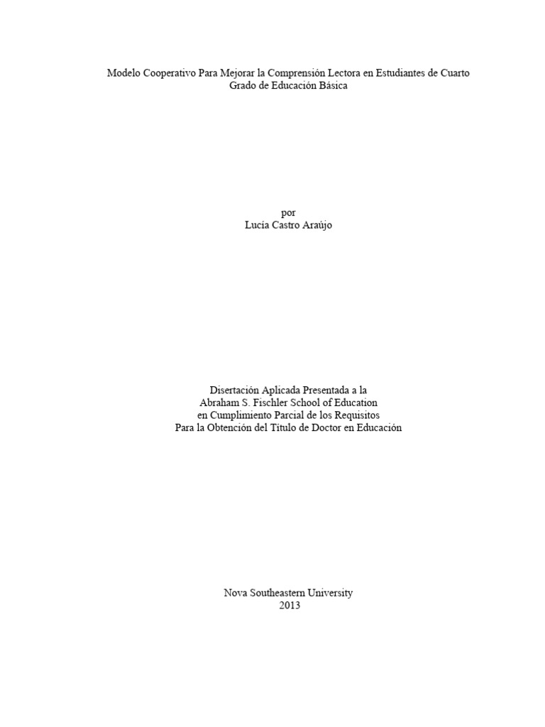 Modelo Cooperativo en Comprensión Lectora | PDF | Enseñando | Aprendizaje