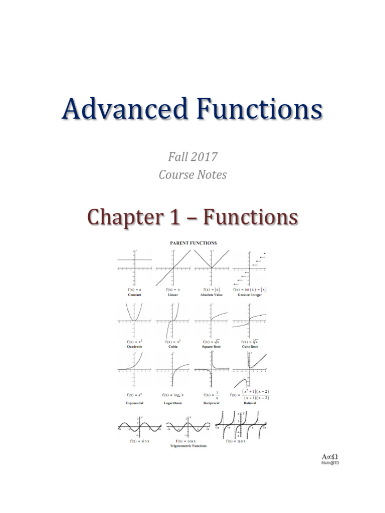 MHF4U Chapter 1 - Introduction To Functions | PDF | Function (Mathematics) | Elementary Mathematics