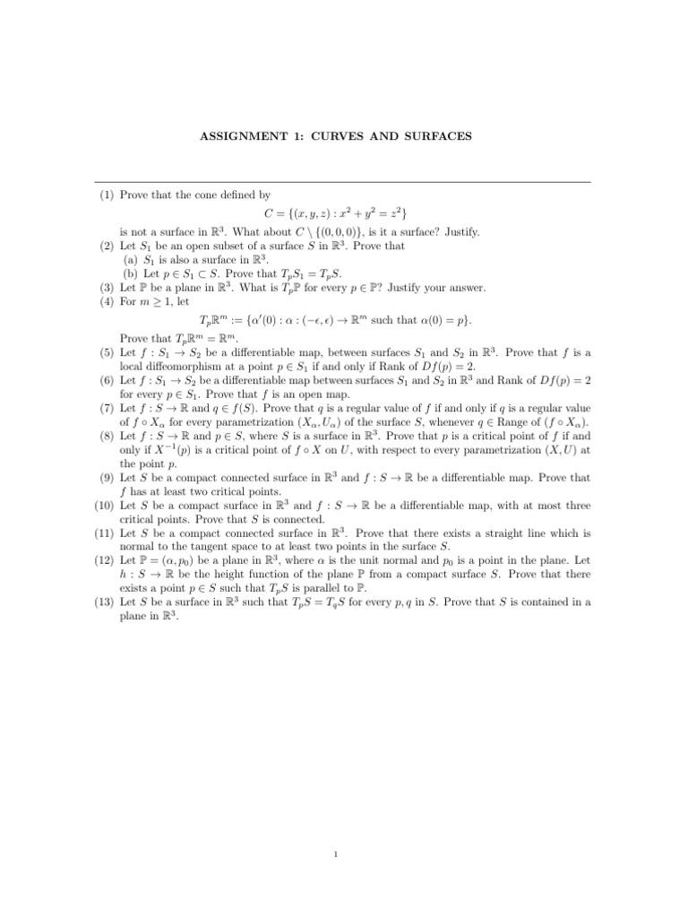 Assignment 1 - Curves and Surfaces | PDF