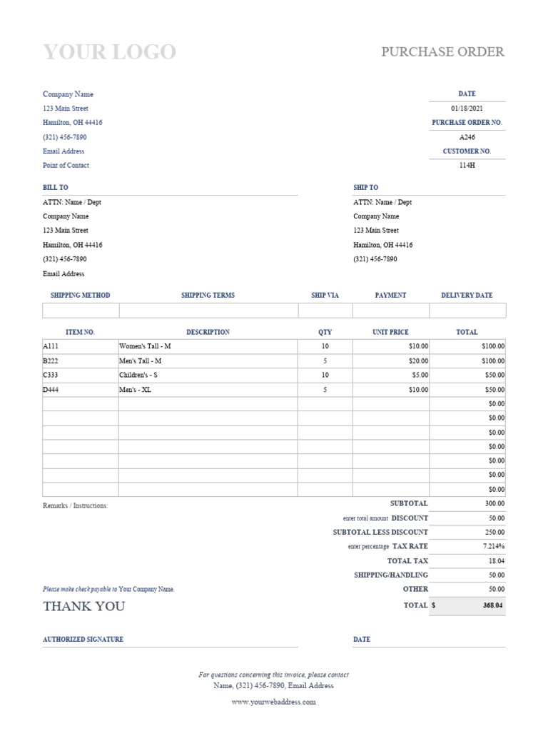 IC Generic Purchase Order Template 9181 | Download Free PDF | Market (Economics) | Service ...
