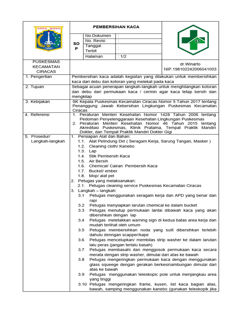 SOP Pembersihan Kaca | PDF