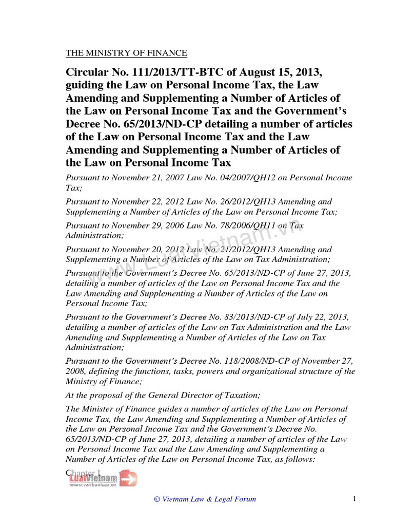1.EN. Circular-No-111-2013-Tt-Btc | PDF | Cost Of Living | Overtime