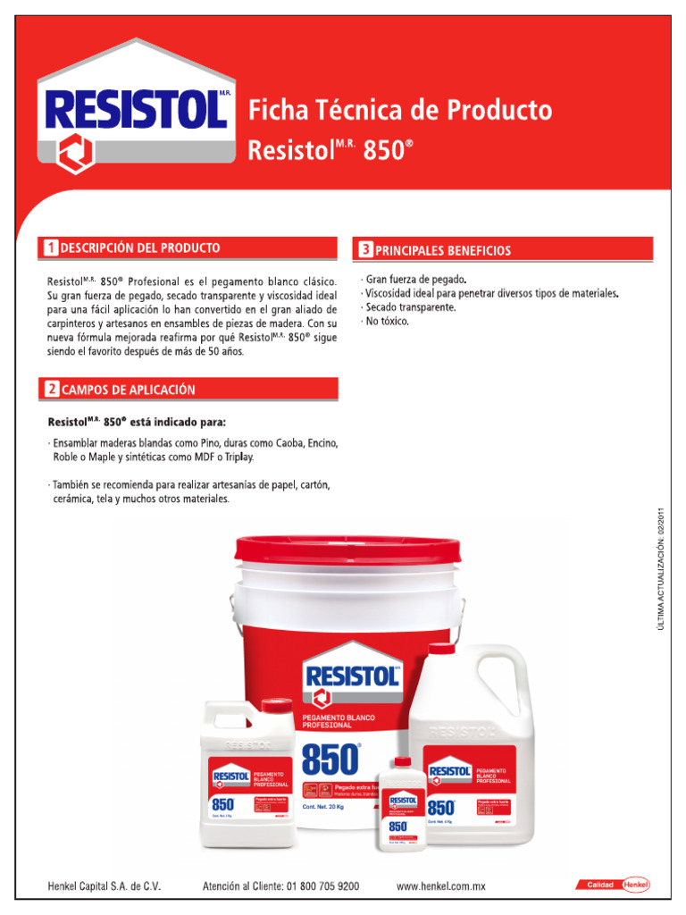 Resistol 850 Ficha Tecnica | PDF