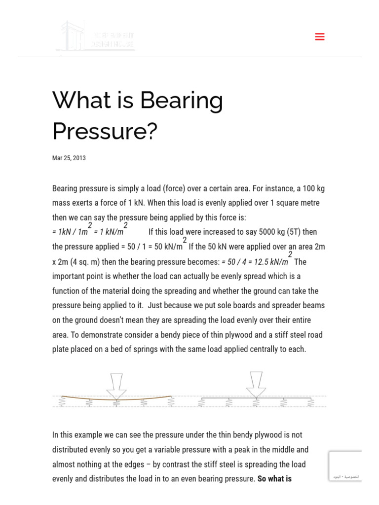 Understanding Bearing Pressure Calculations | PDF | Scaffolding | Pressure