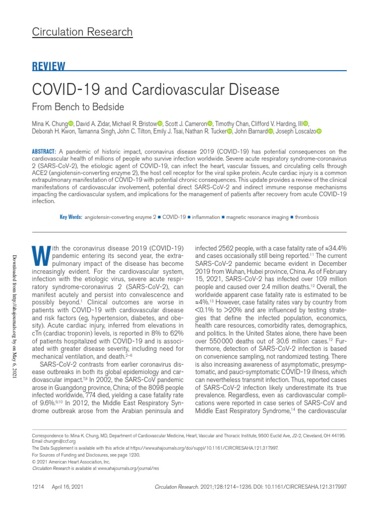 Covid 19 and Cardiovascular Disease Circ Res April 2021 | PDF | Molecular Biology | Biochemistry