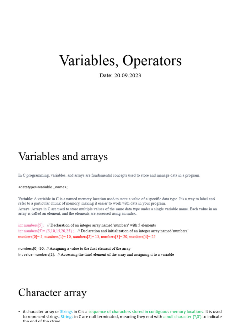 Operators Pdf String Computer Science Variable Computer Science 