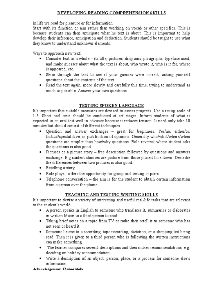 Developing Skills | PDF | Reading Comprehension | Psychology