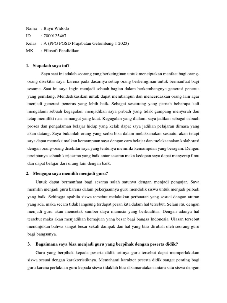 Filosofi Pendidikan Bayu Widodo | PDF