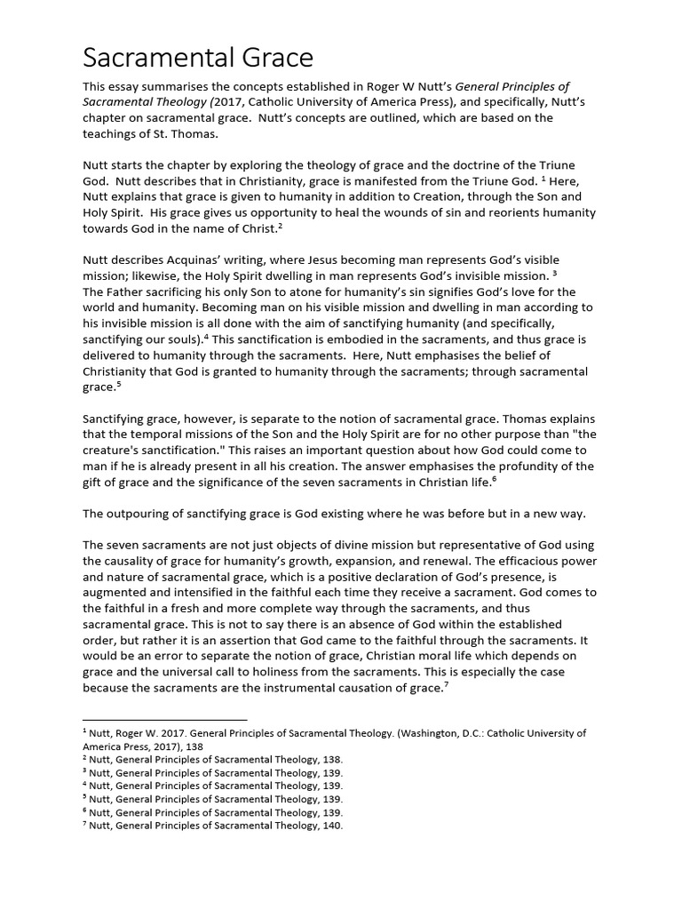 Task 1 Summary of Sacramental Grace by Roger Nutt | Download Free PDF ...