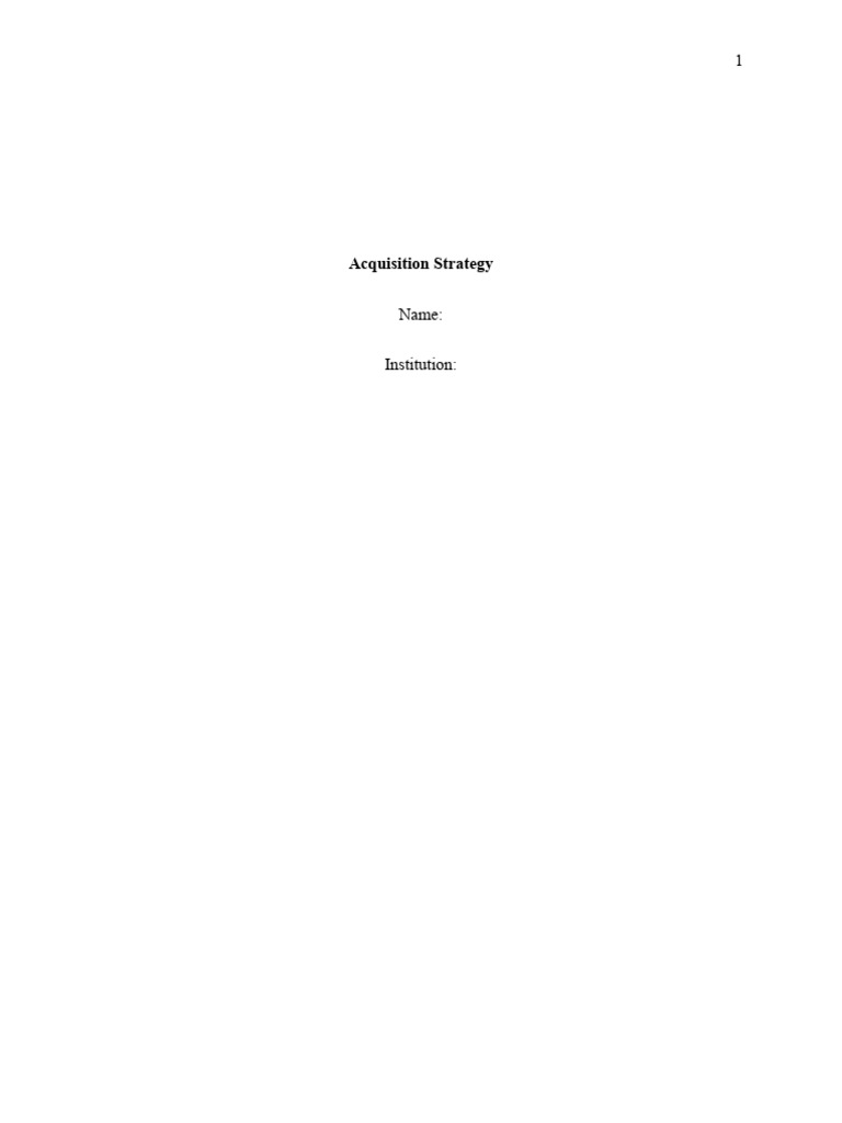 Acquisition Strategy | PDF | Mergers And Acquisitions | Economies