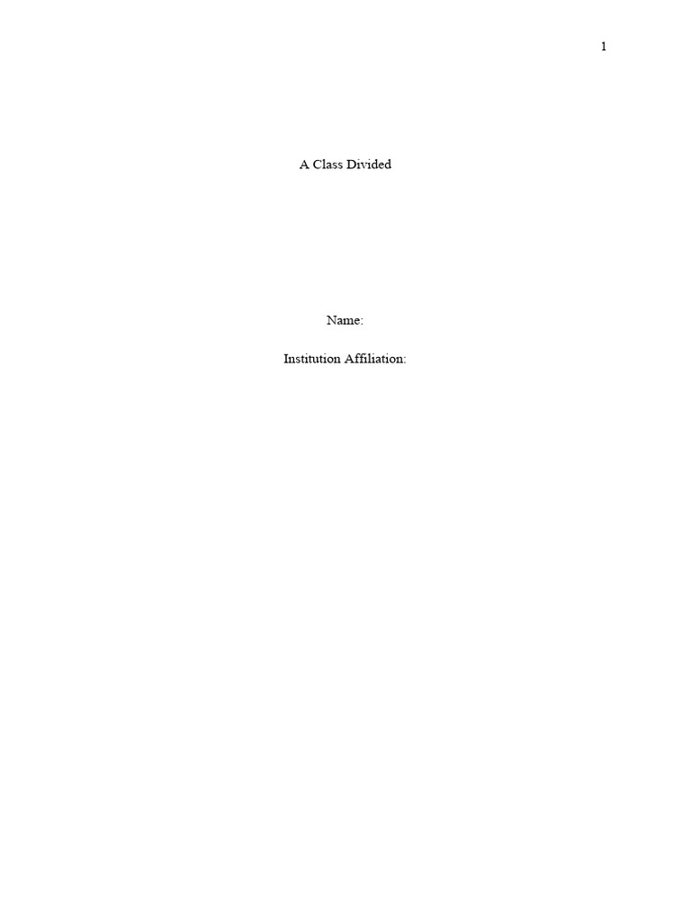 A Class Divided | PDF | Discrimination | Prejudices