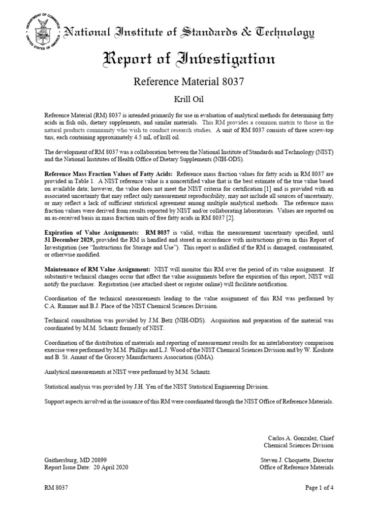 Krill Oil Reference Material Analysis | PDF | Science | Chemistry