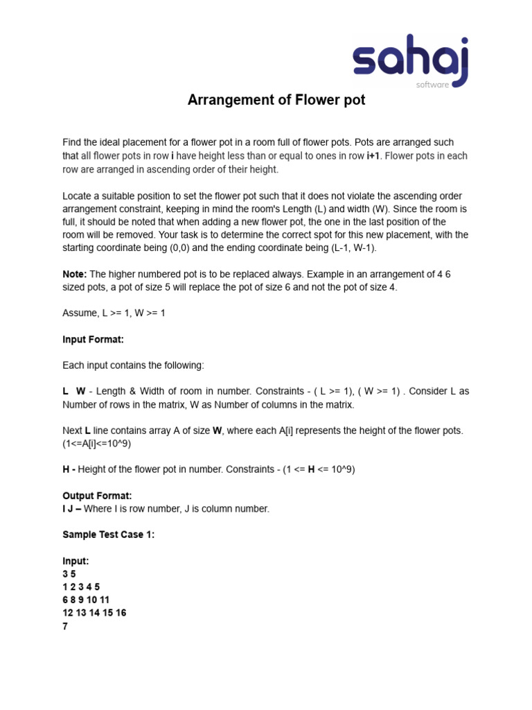 Prob-Arrangement of Flower Pot | PDF