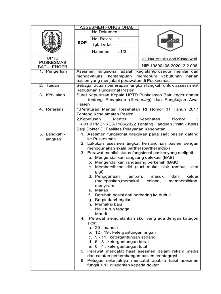 SOP ASSESMENT Fungsional | PDF