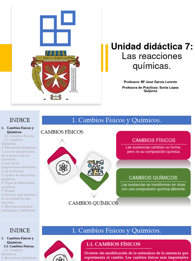 Unidad didáctica 6_Las reacciones químicas | PDF