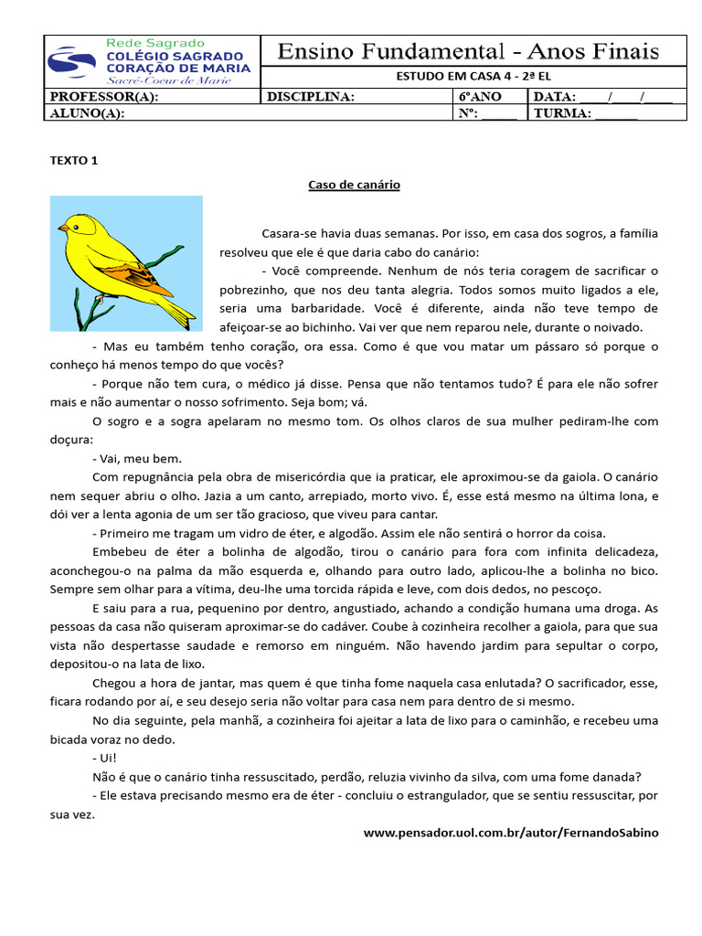 PORT 6 EC4 ATIV 2EL 2023 Revisado | PDF | Linguística