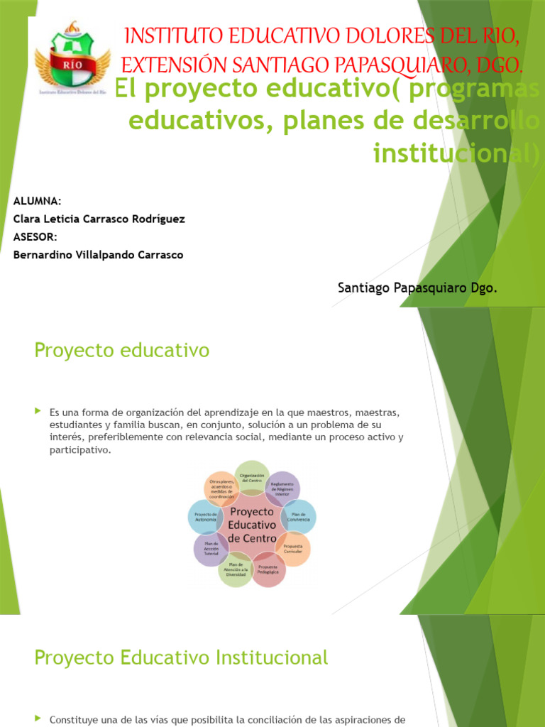 El Proyecto Educativo (Programas Educativos, Planes | PDF | Enseñando ...