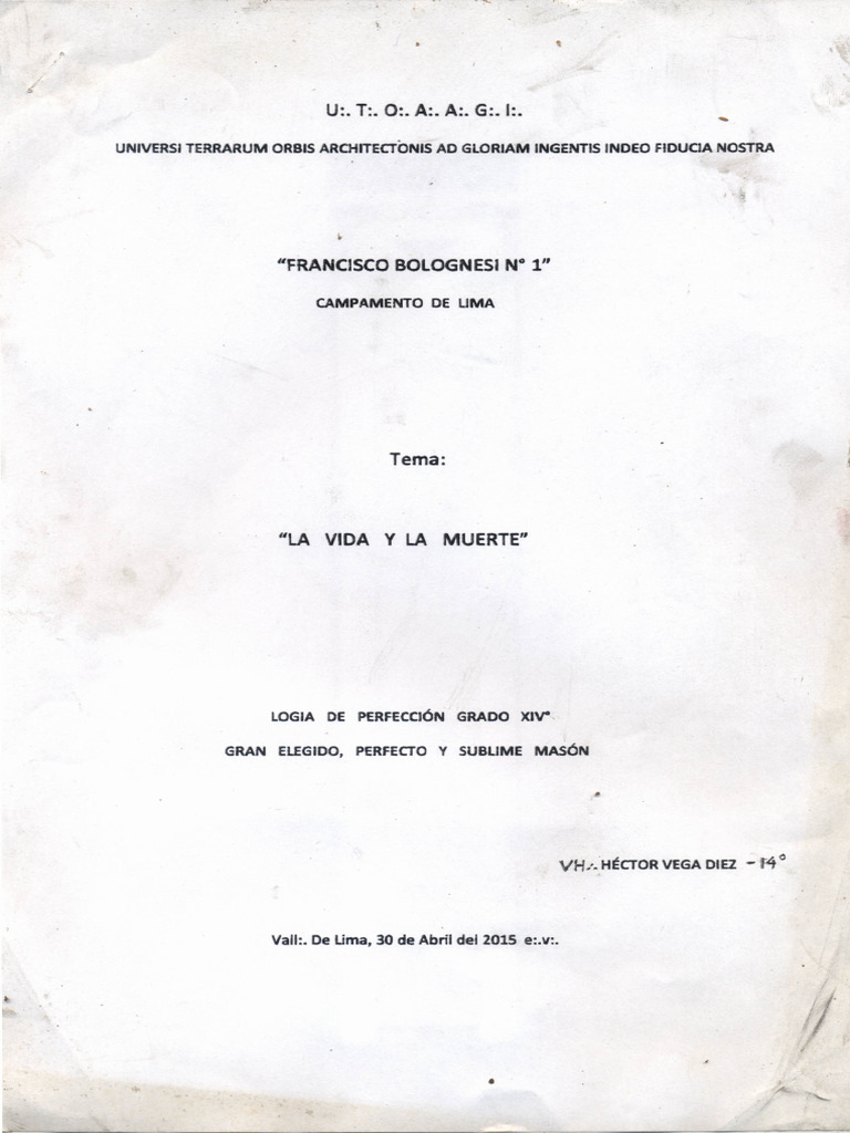 14° La Vida y La Muerte - V. .H. . Héctor Vega Diez, 14° | PDF