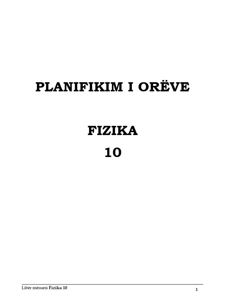 Fizika 10 Planifikim I Orëve | PDF