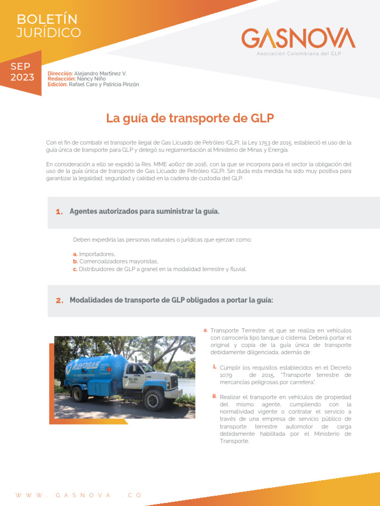 Boletín jurídico del GLP - Guía de transporte de GLP | PDF | Transporte ...