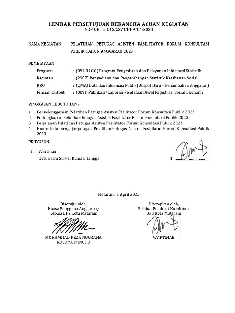 KAK Pelatihan ASFAS 2023 | PDF