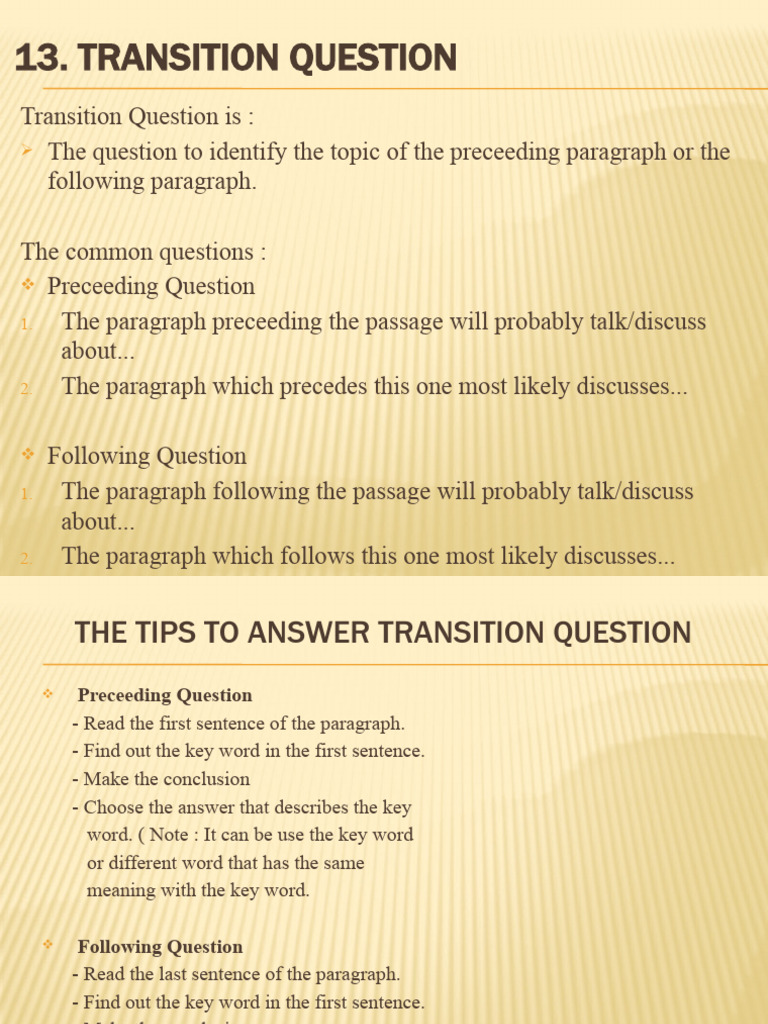 Transition Question | PDF