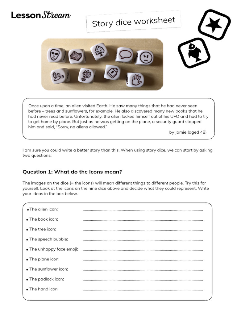 Story Dice Worksheet | PDF