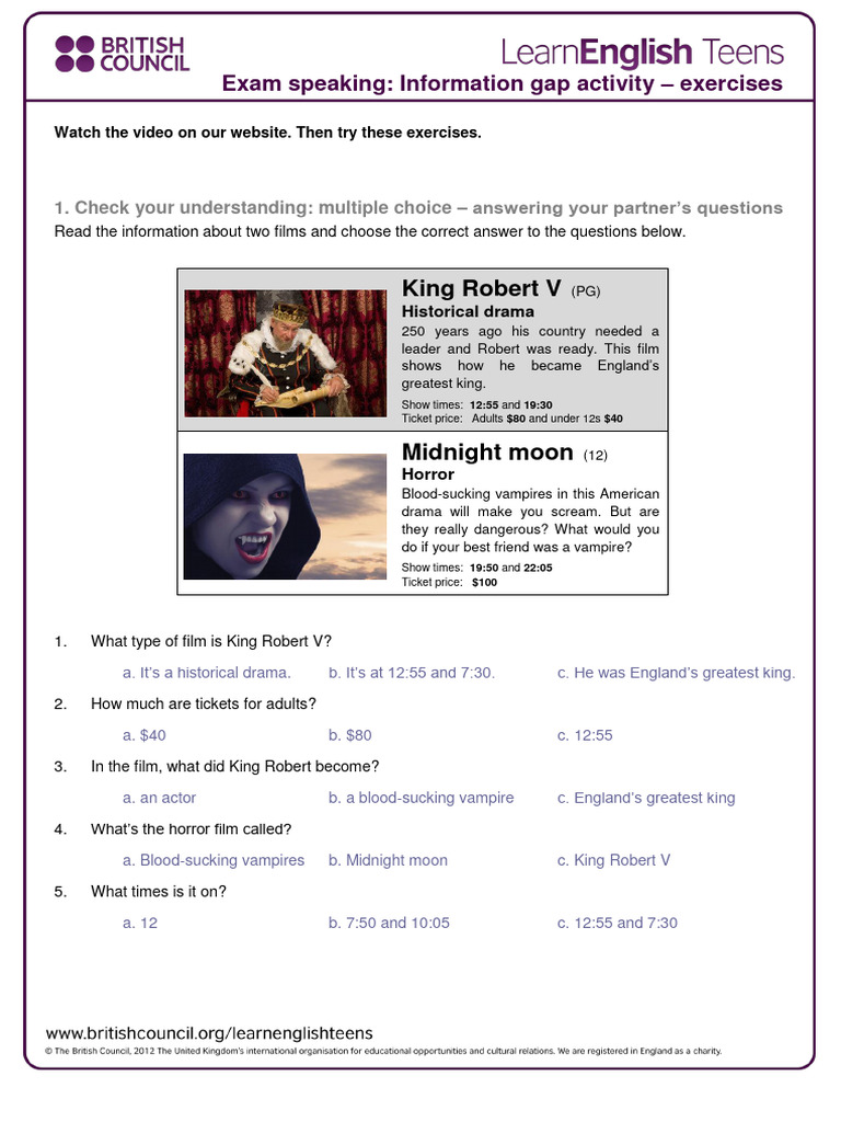Information Gap - Exercises 2 | PDF | Multiple Choice