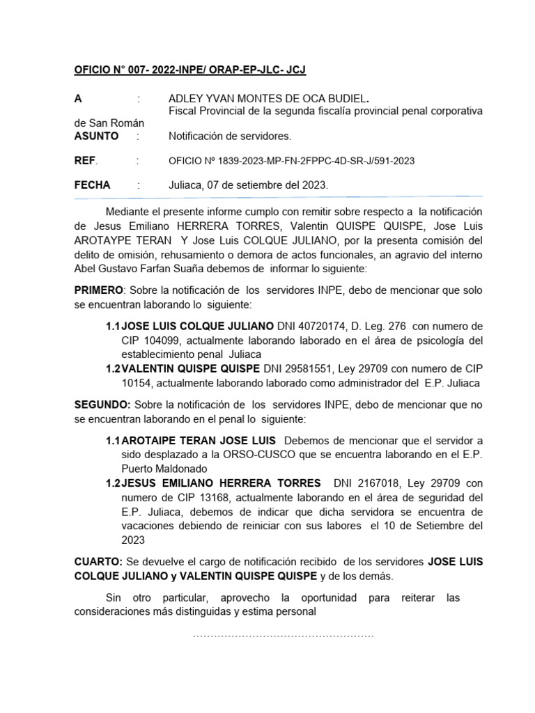 Oficio #001 Fiscalia | PDF