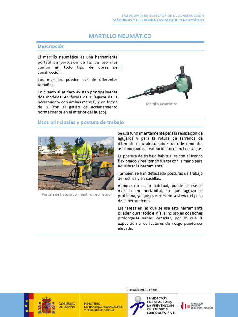 Martillo Neumatico | PDF | Factores humanos y ergonomía | Martillo