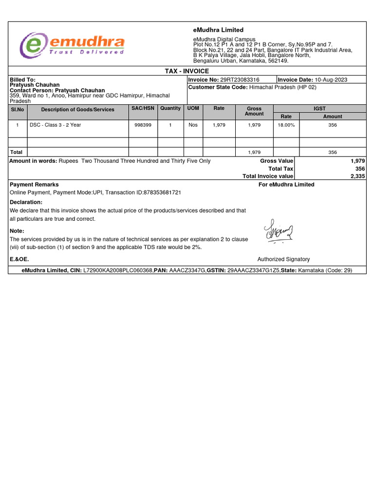 Invoice 29RT23083316 | PDF