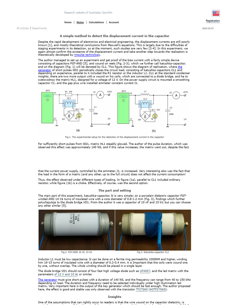 A Simple Method To Detect The Displacement Current in The Capacitor | PDF | Capacitor | Inductor