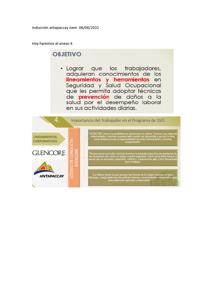 Inducción Antapaccay | PDF