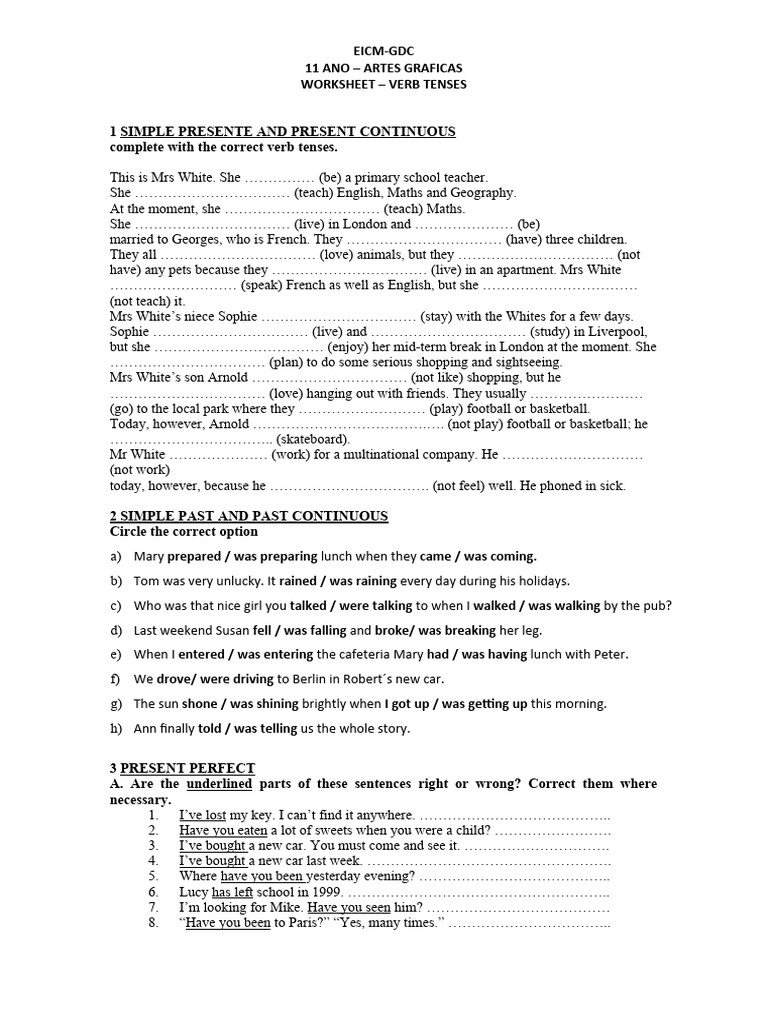 Grammar Worksheet | PDF | Language Mechanics | Grammar