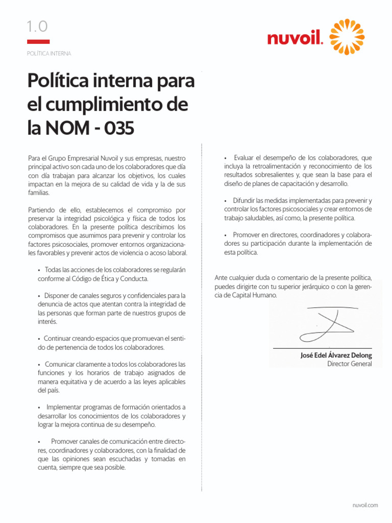 Politica Interna NOM 035 | PDF