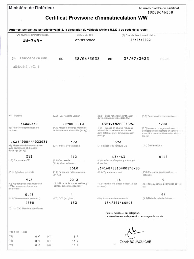 Carte Grise Provisoir 2222 | PDF