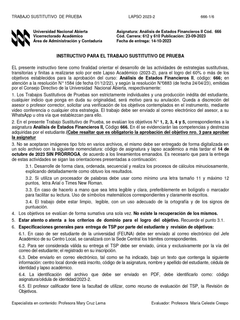 666 TSP 2023-2 | PDF | Contabilidad financiera | Servicios financieros
