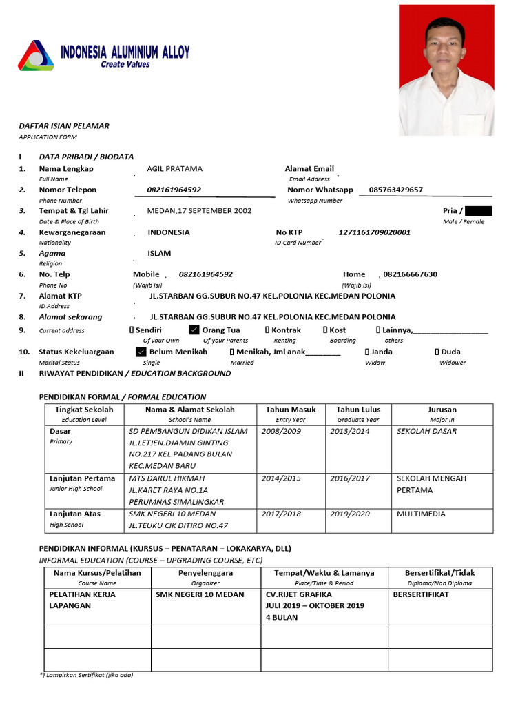 Contoh Surat Lamaran Kerja PDF Edit | PDF