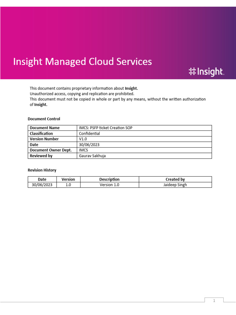 PSFP Ticket Creation SOP Guide | PDF | Microsoft Azure | Cloud Computing