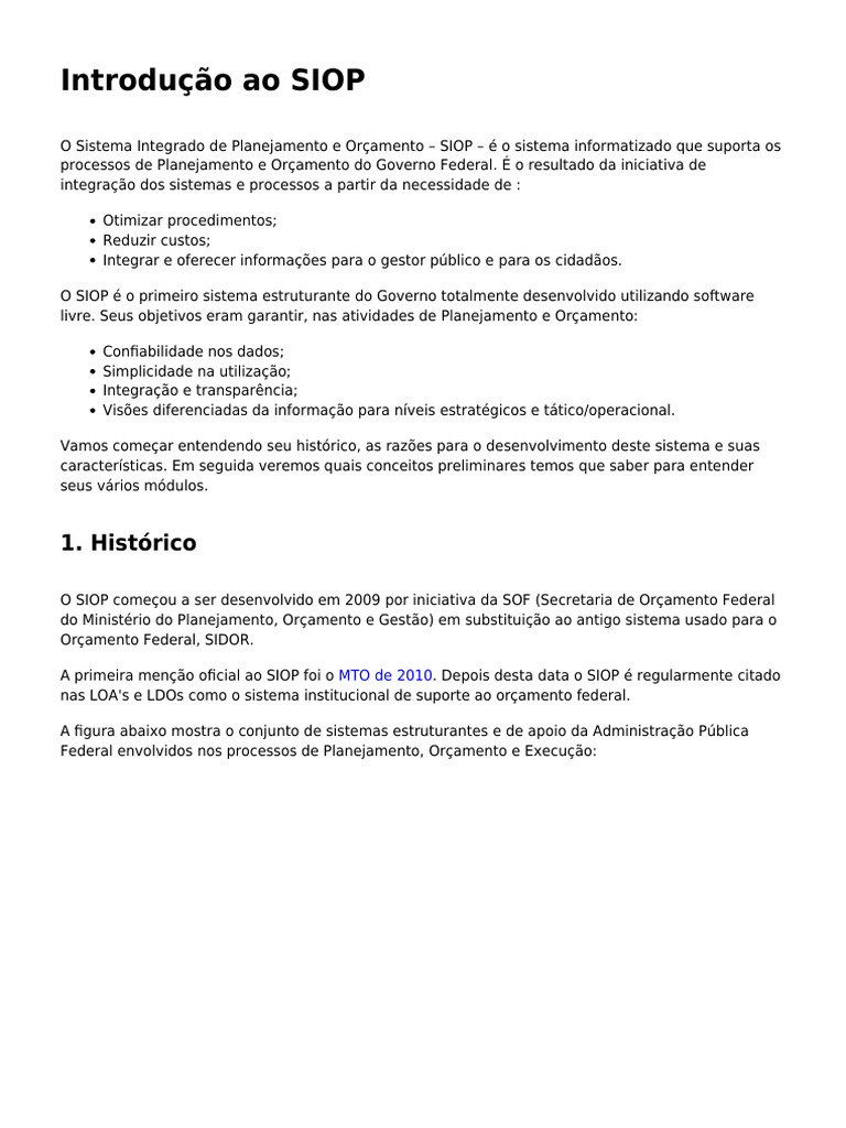 Introdução ao Sistema SIOP do Governo | PDF | Negócios | Computadores