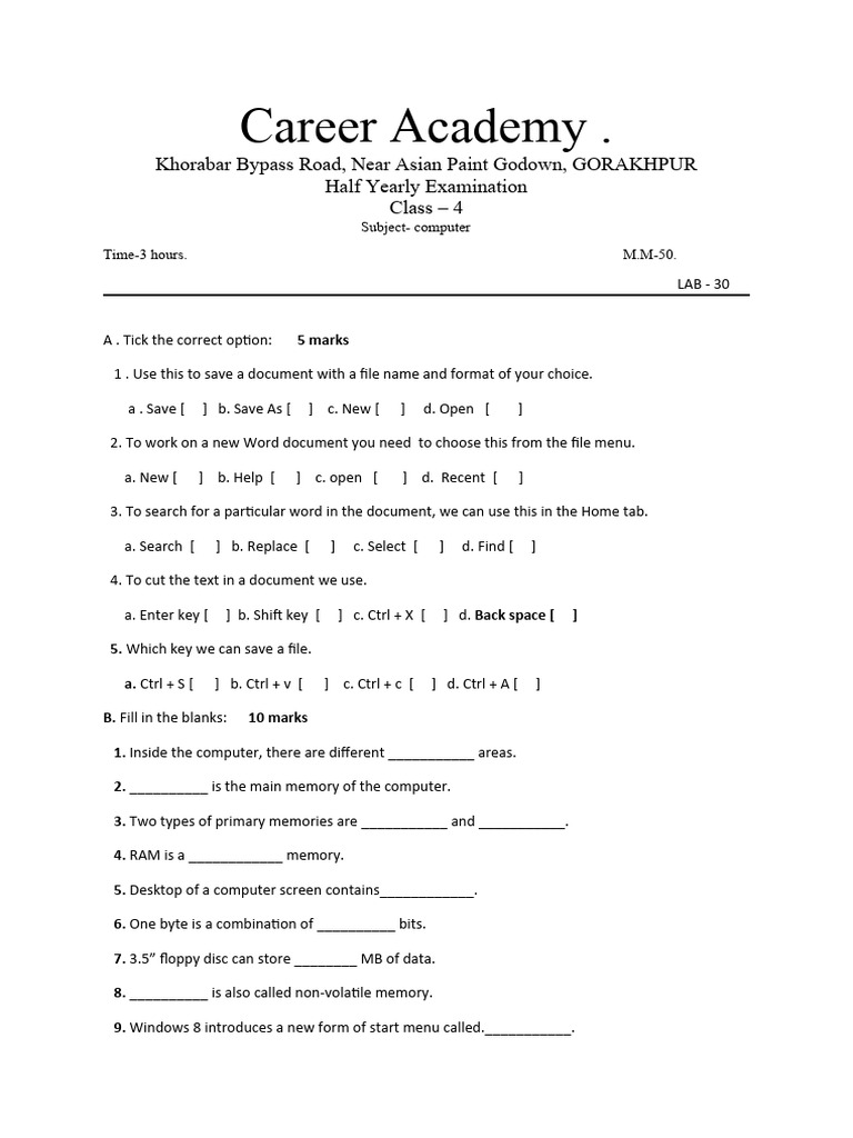 Class 4 Computer | PDF