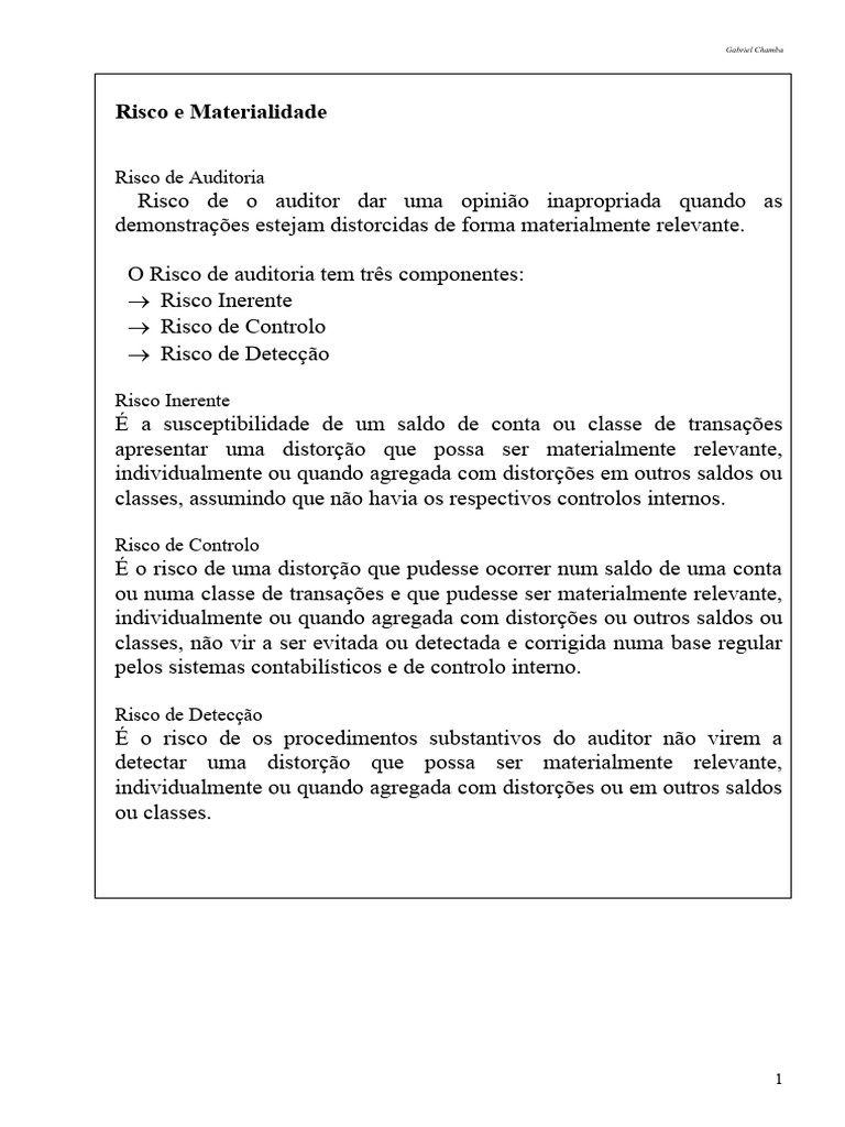 Analise Do Risco e Materialidade | PDF