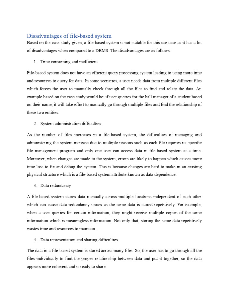 Disadvantages of File-Based System | PDF