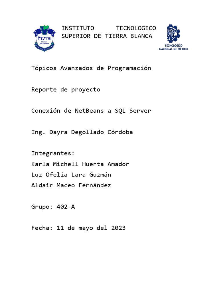 Conectar NetBeans a SQL Server: Guía Práctica | PDF | Servidor SQL de Microsoft | Java (lenguaje ...