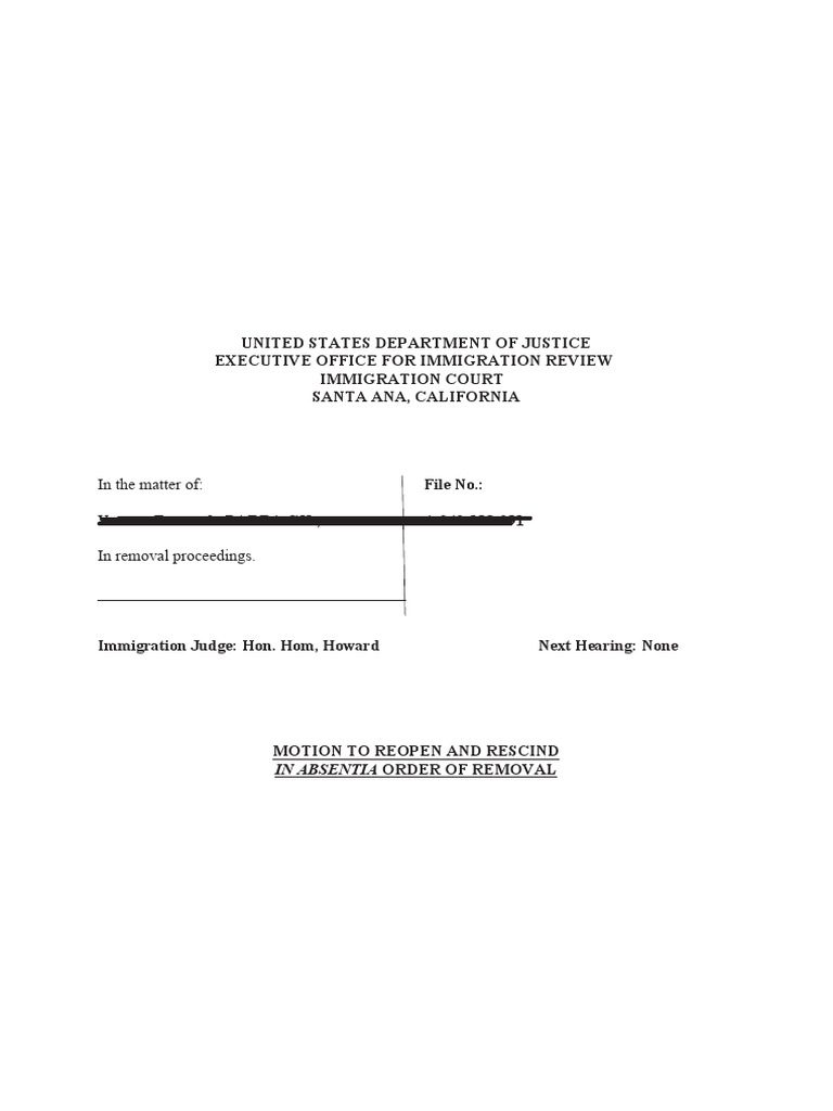 MOTION TO REOPEN Template Angel Karin | PDF