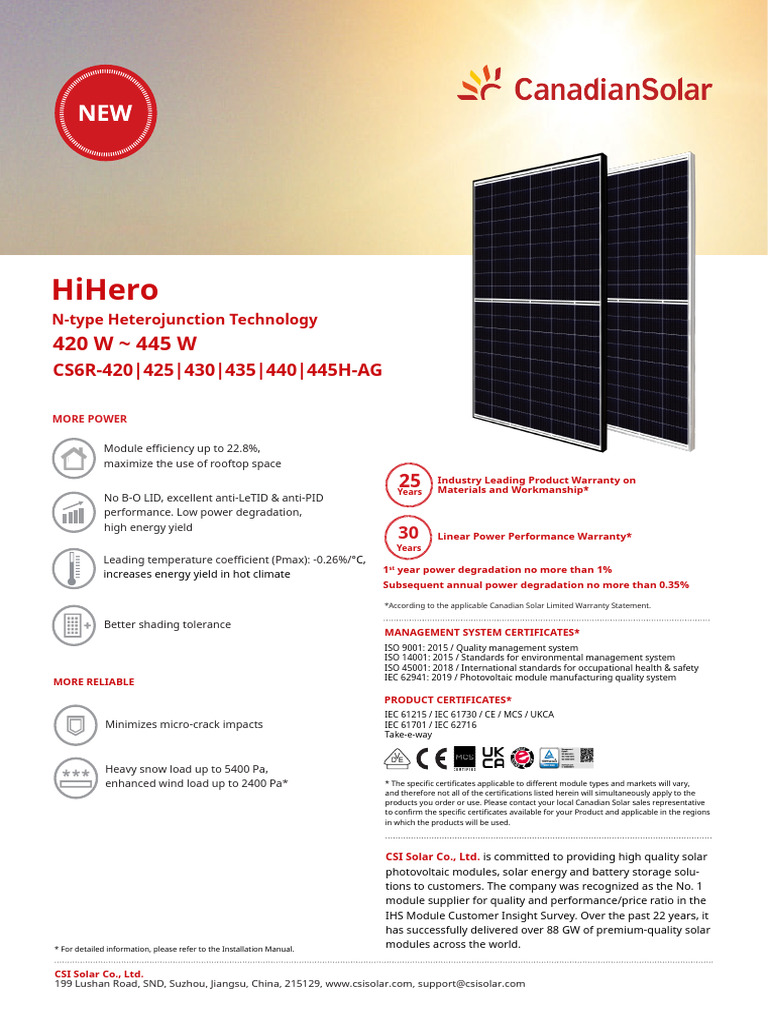 CS Datasheet HiHero CS6R H AG v2.5C25 en 25y Product Warranty For EU JP ...