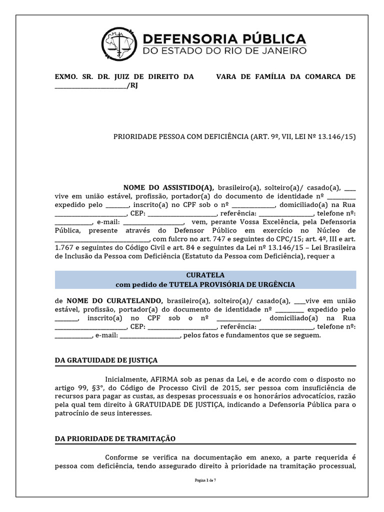 MODELO CURATELA | PDF