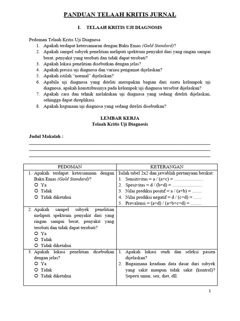 Panduan Telaah Kritis Jurnal | PDF