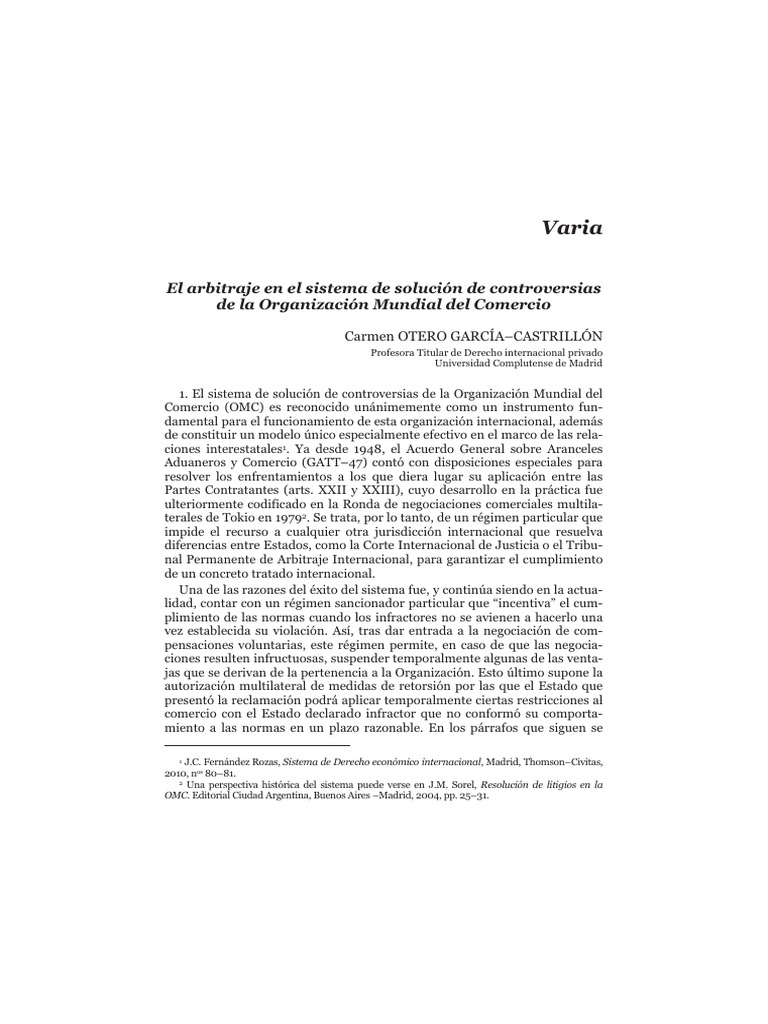 Arbitraje en La Omc | PDF