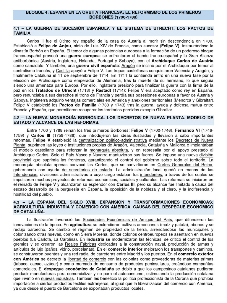 Bloque 4 Historia de España | PDF Bloque 4 Historia de España | PDF